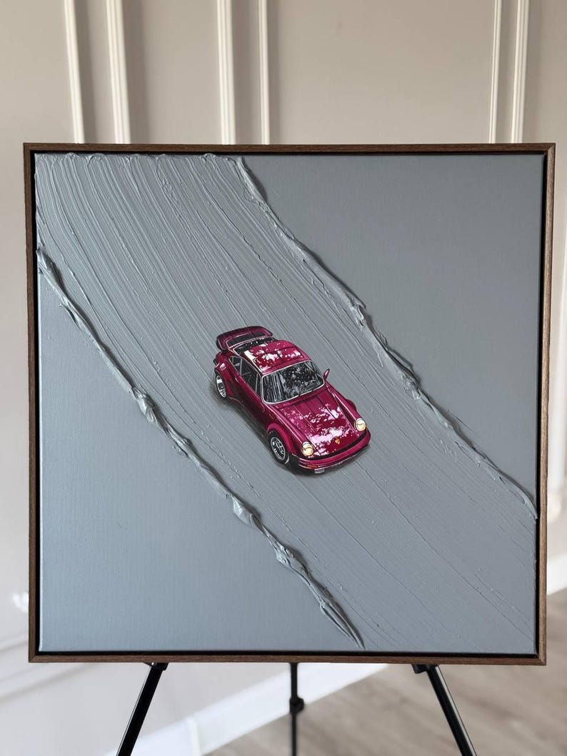 Porsche 911 Wall Art – Textured Painting on Canvas | Custom Car Artwork ...