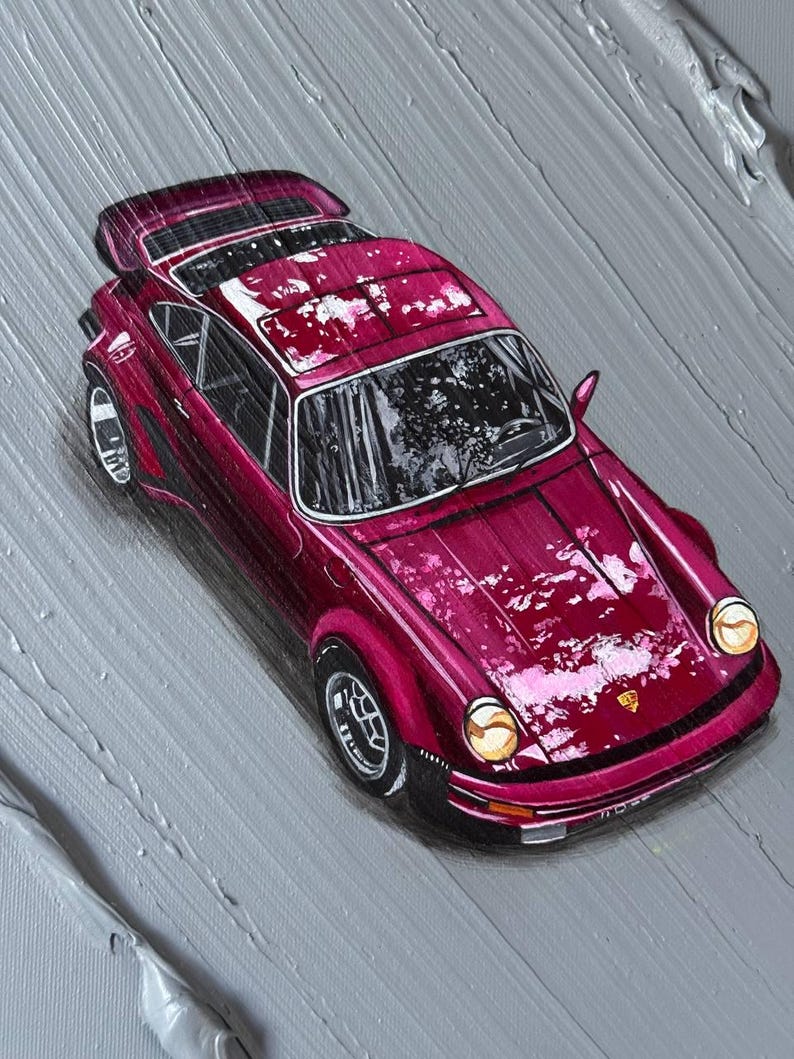 Porsche 911 Wall Art – Textured Painting on Canvas | Custom Car Artwork ...