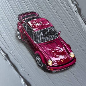 Porsche 911 Wall Art – Textured Painting on Canvas | Custom Car Artwork ...