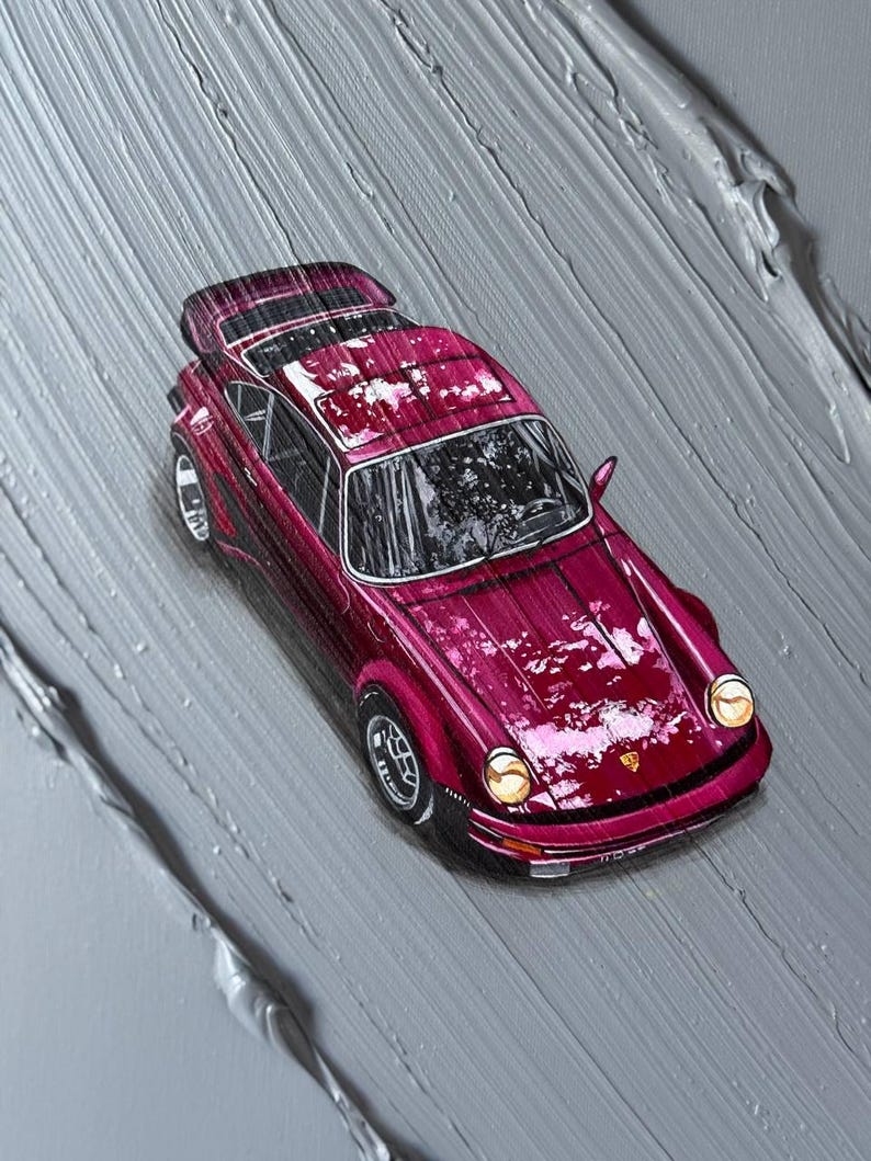 Porsche 911 Wall Art – Textured Painting on Canvas | Custom Car Artwork ...