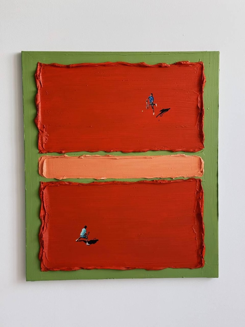 Tennis Court Wall Art – Minimalist Tennis Painting – Modern Sports Art ...