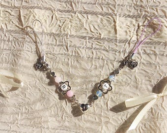 Personalized Pink & Blue Magnetic Matching Phone Charms Custom Letter ...