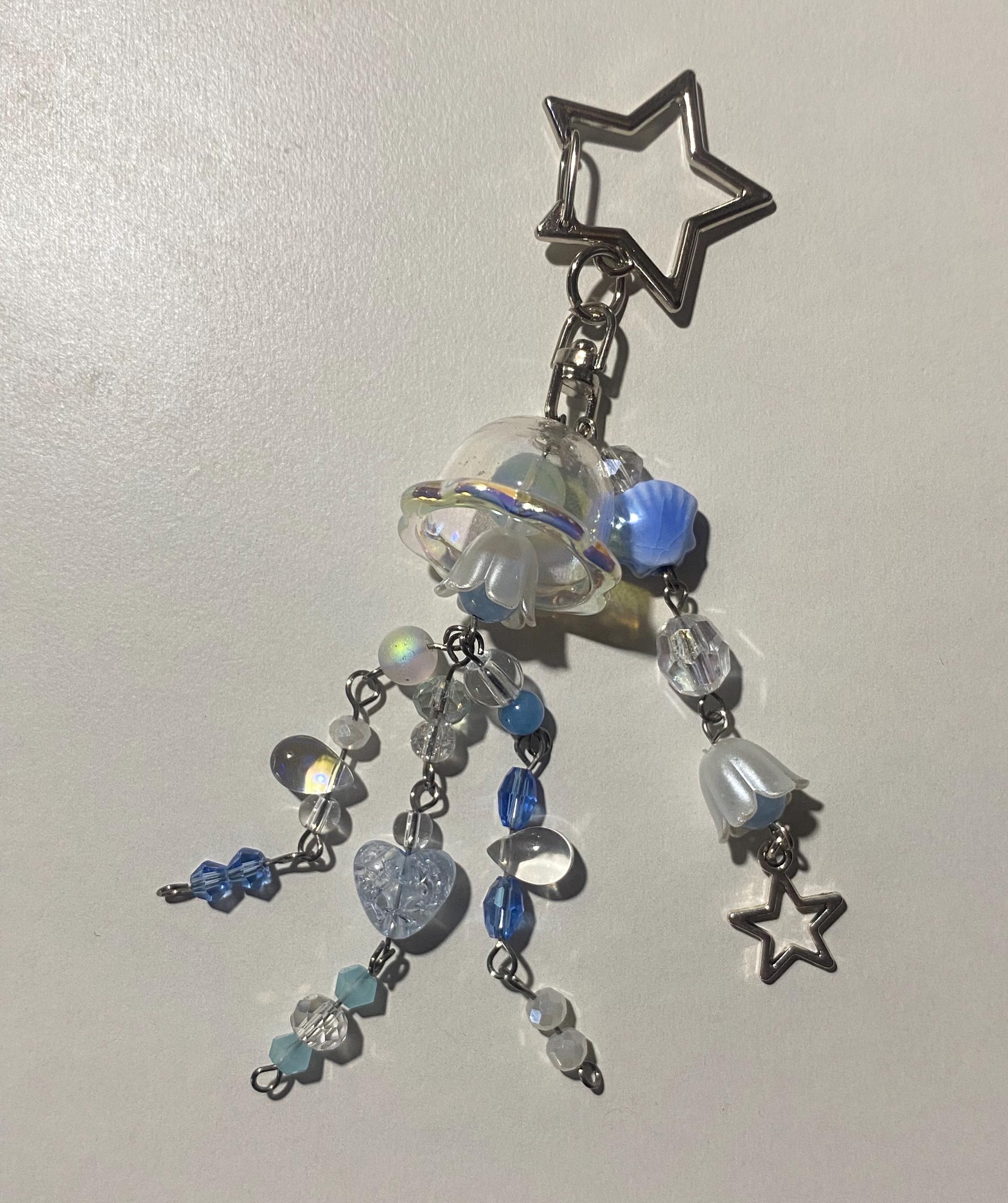 Iridescent Blue Jellyfish Keychain, Star Charm, Star Keychains, Cute ...