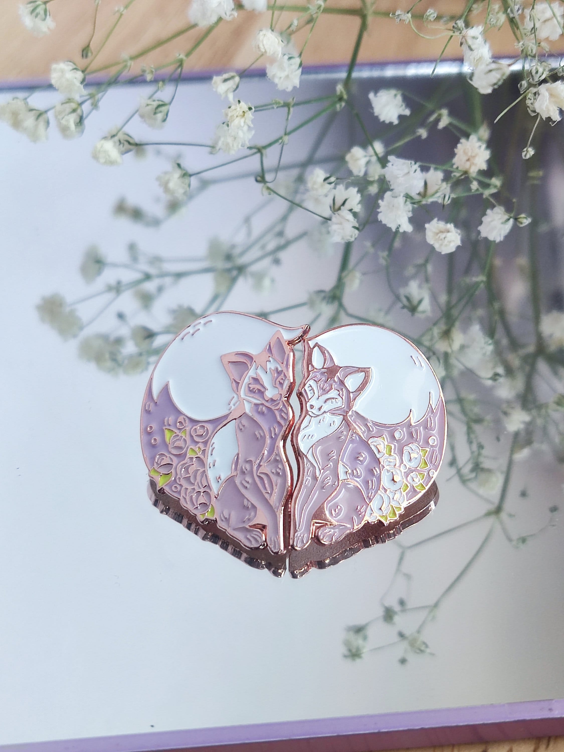Heart Shaped Fox Enamel Pins Adorable Fox Soft Enamel Pin Badge Perfect ...