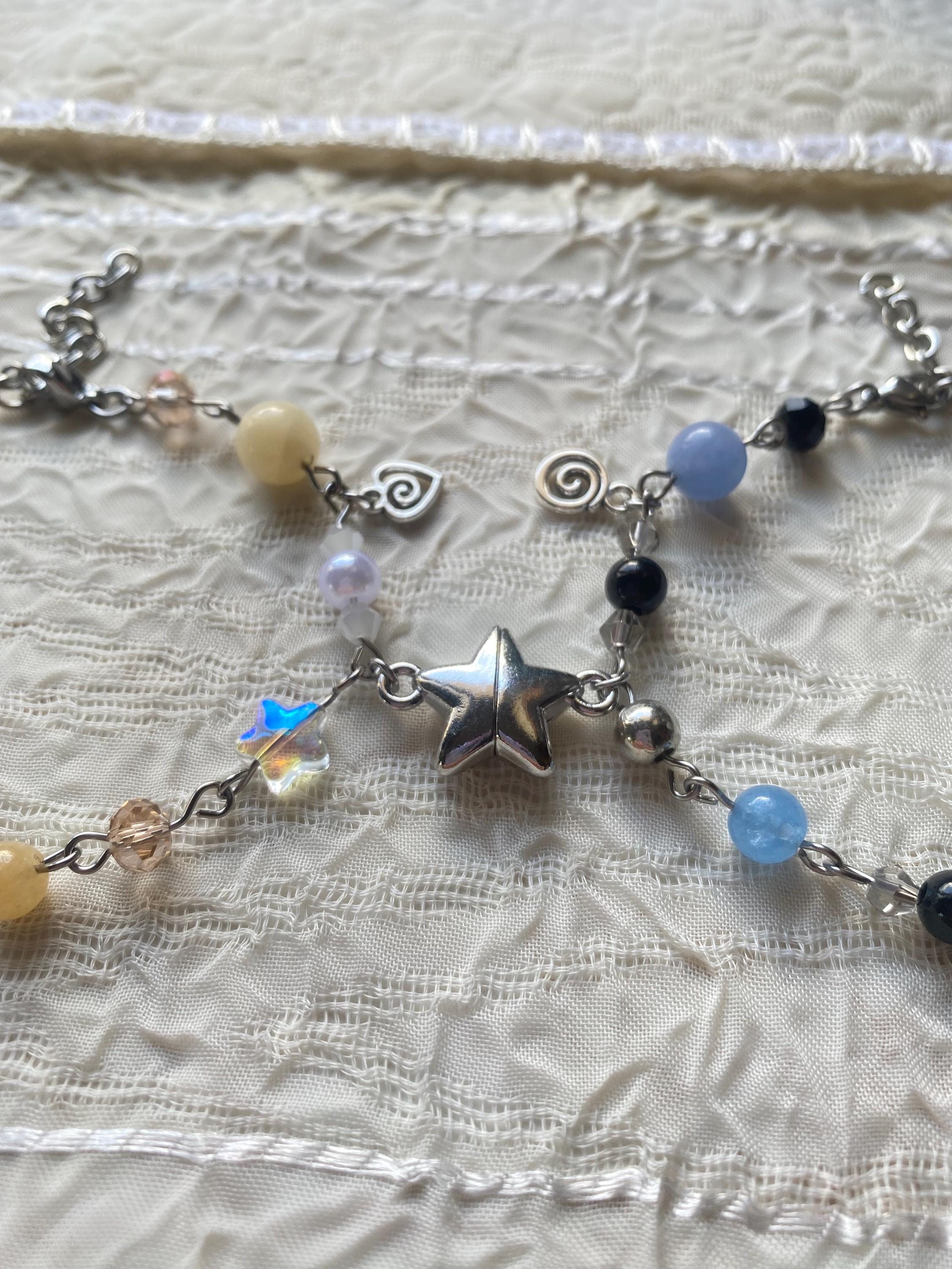 Personalized Star and Moon Magnetic Matching Bracelets – Couple ...