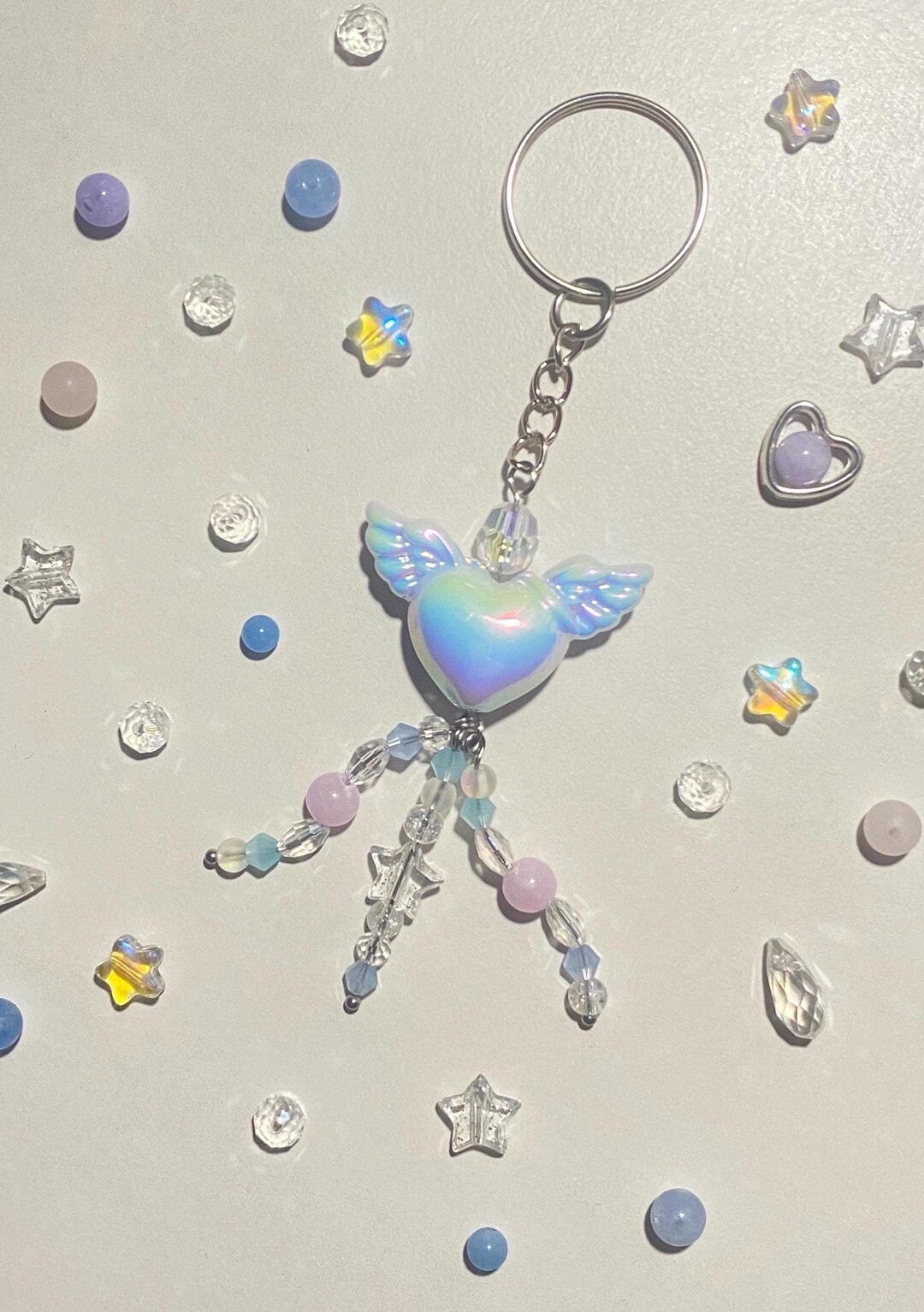 Celestial Heart Keychain | Cluttered Bag Charm | Y2K Star Keychain ...