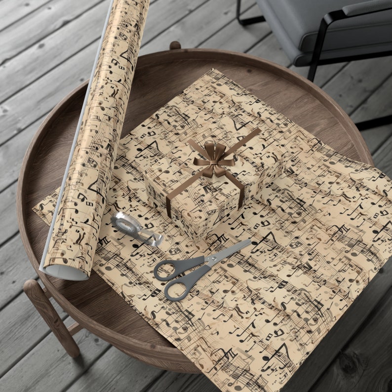 Music Notation Gift Wrapping Paper, Musical Notes Wrap, Gift Wrap With ...
