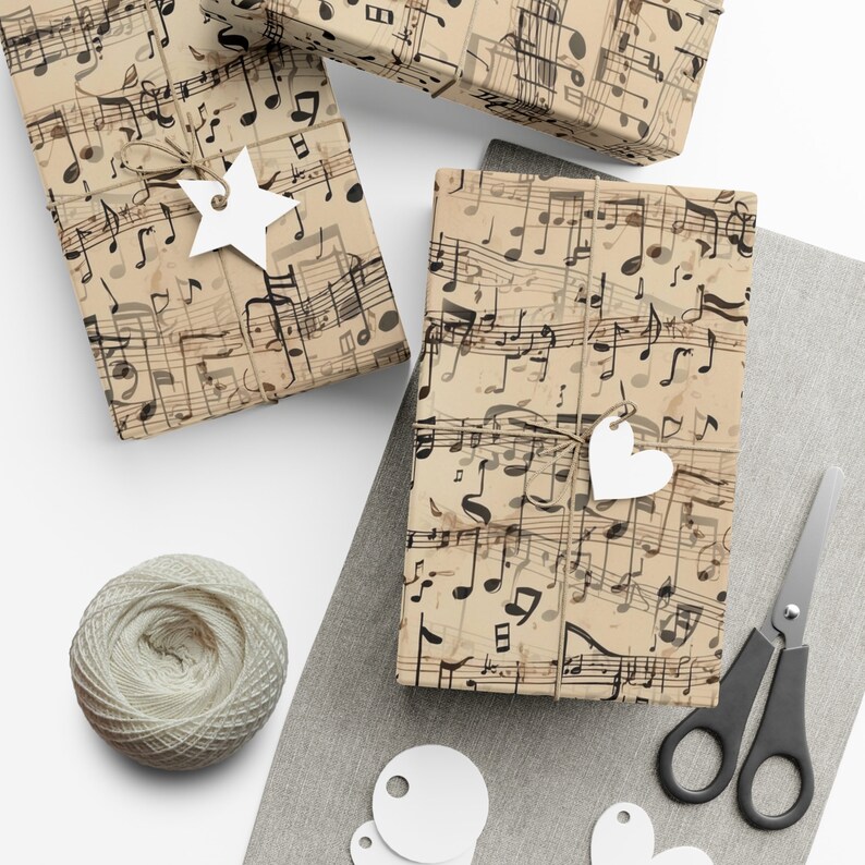 Music Notation Gift Wrapping Paper, Musical Notes Wrap, Gift Wrap With ...