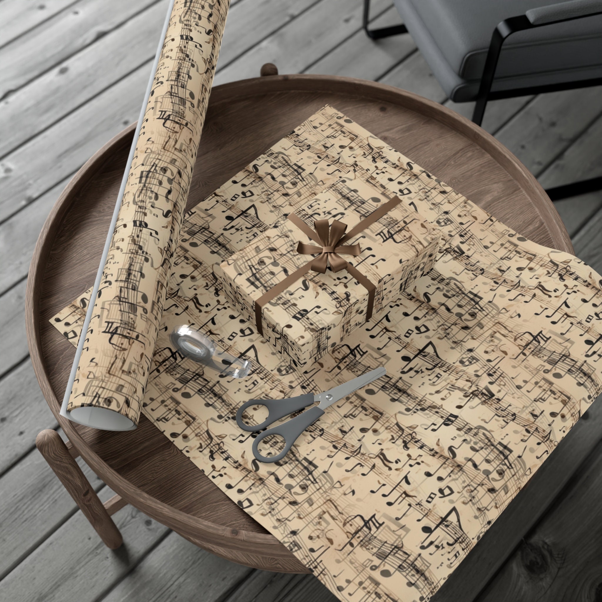 Music Notation Gift Wrapping Paper, Musical Notes Wrap, Gift Wrap With ...