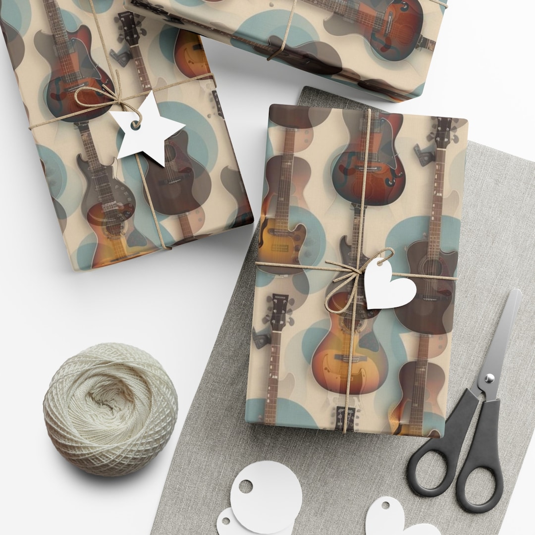 Acoustic Guitar Themed Wrapping Paper, for Guitarists and Music Lovers ...