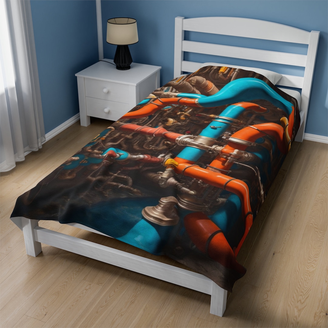 Water Pipes Maze Velveteen Plush Blanket, Plumbing Inspired Blanket ...