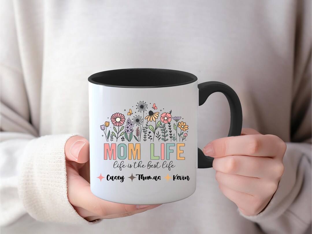 Personalized Mom Floral Mug Customized Flowers Mom Coffee Mug Mom Tea ...