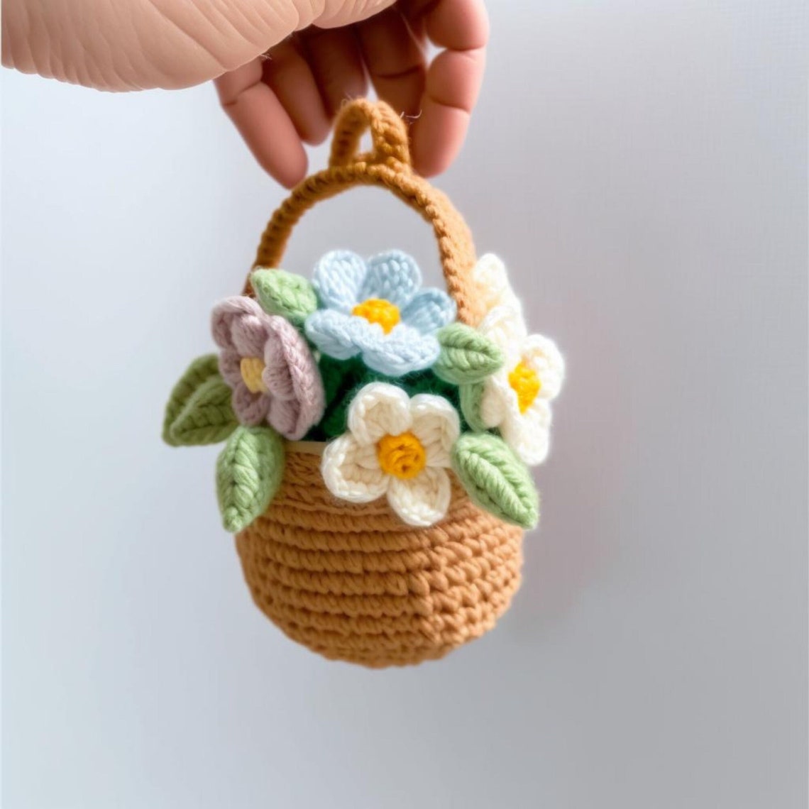 Crochet Flower Basket Pattern, Sunflower Tulip Rose Basket Crochet ...