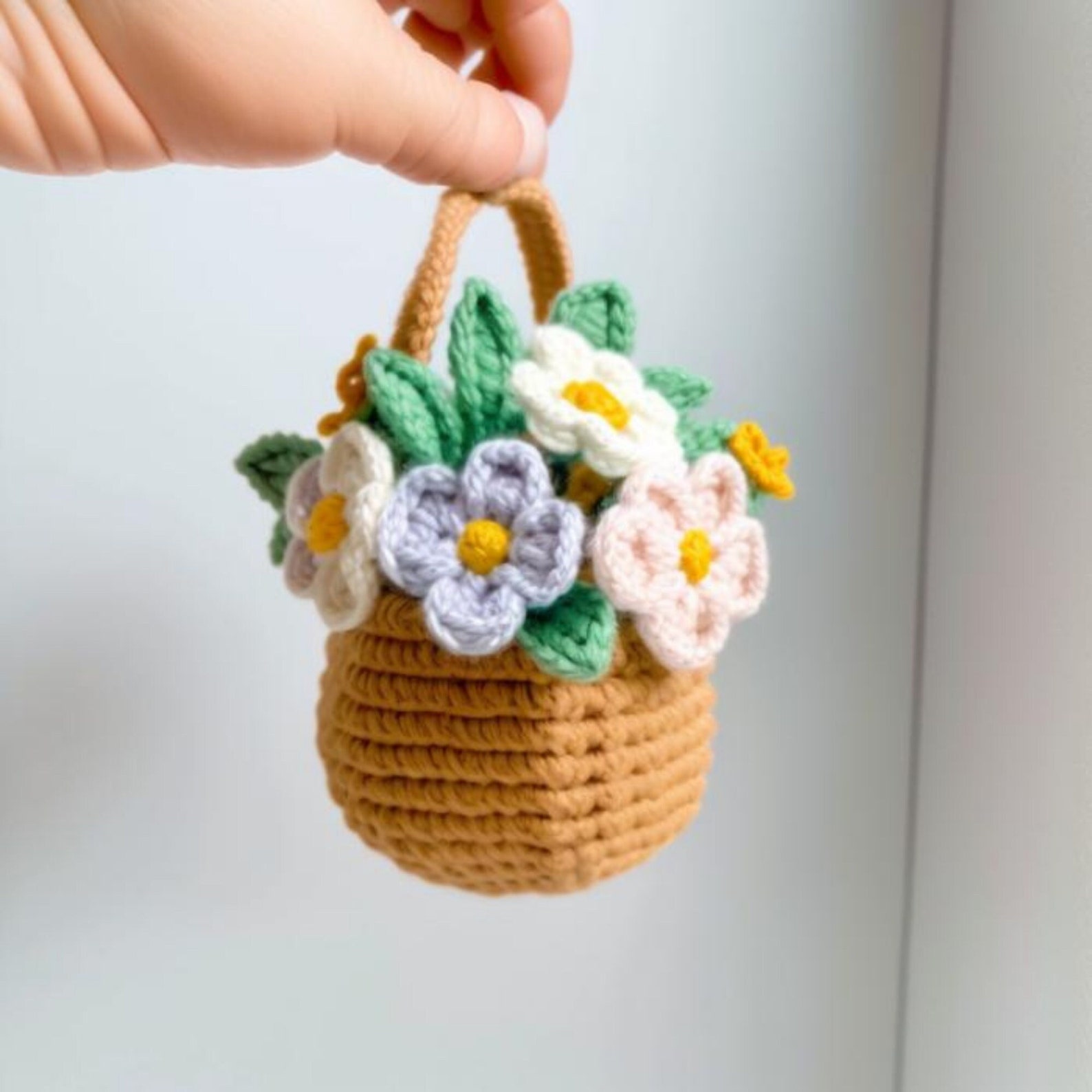 Crochet Flower Basket Pattern, Sunflower Tulip Rose Basket Crochet ...
