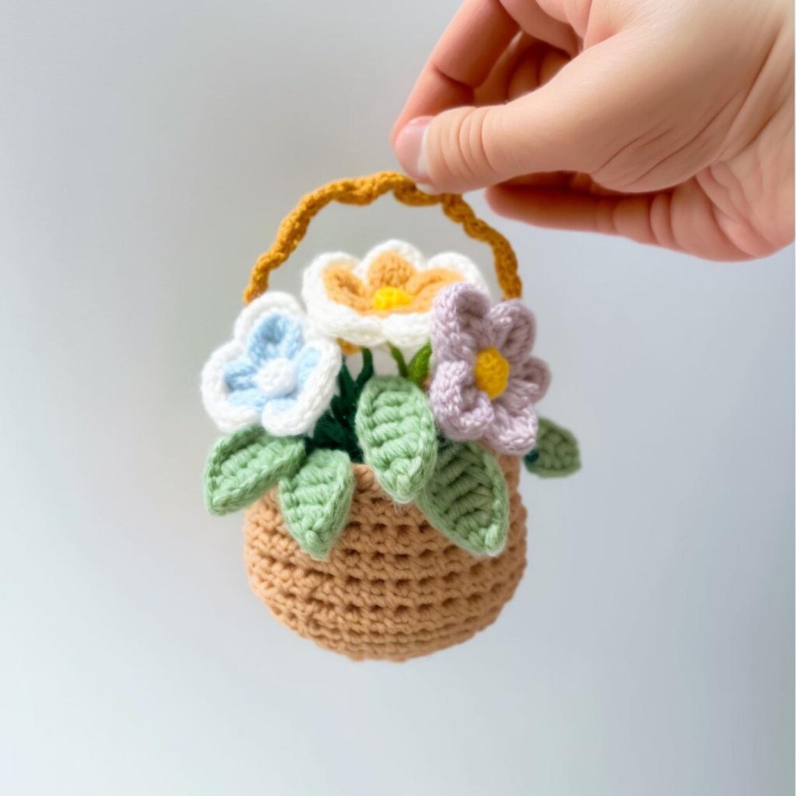 Crochet Flower Basket Pattern, Sunflower Tulip Rose Basket Crochet ...