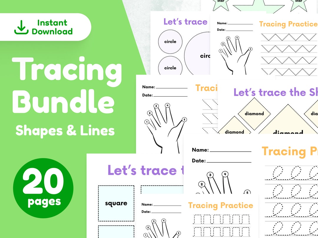 Pencil Practice Book Bundle for Kids Engaging Shapes and Line Tracing ...
