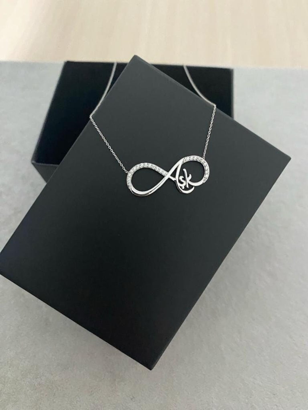 14k White Gold Infinity Necklace Real Gold Infinite Love - Etsy