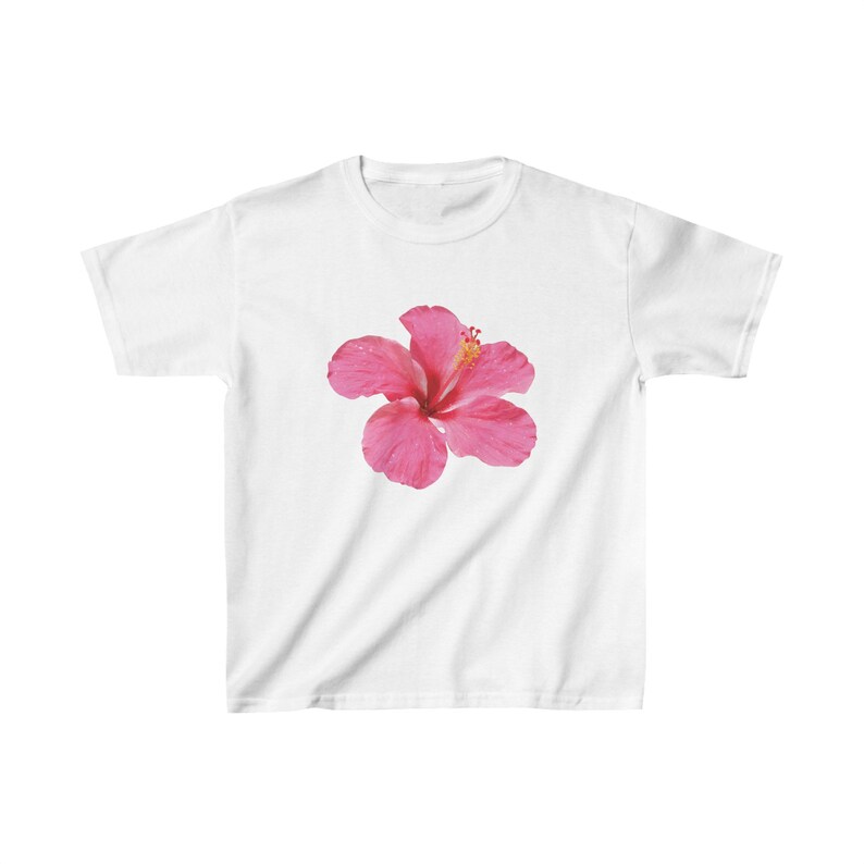 Pink Hibiscus Flower 90s Baby Tee, Aesthetic Y2K Baby Tee, Summer 90s T ...