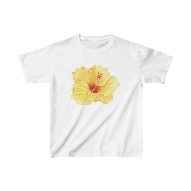 Yellow Hibiscus Tropical Flower Baby Tee Vintage Y2k, 90s Style ...