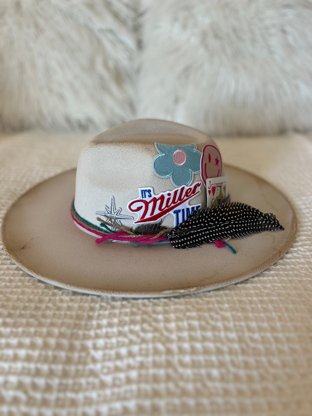 Custom Western Patch Felt Wide Brim Fedora Hat - Etsy