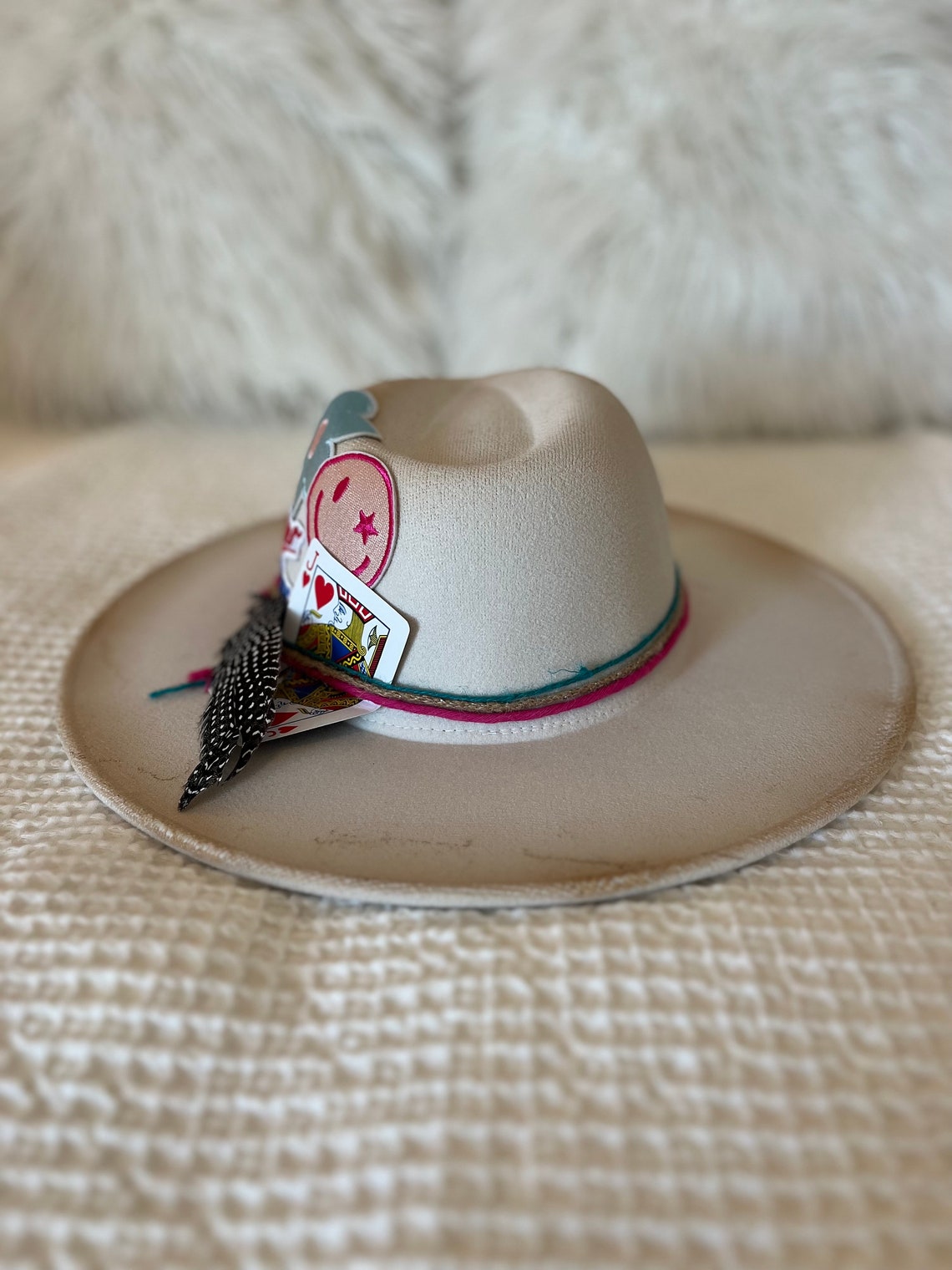 Custom Western Patch Felt Wide Brim Fedora Hat - Etsy