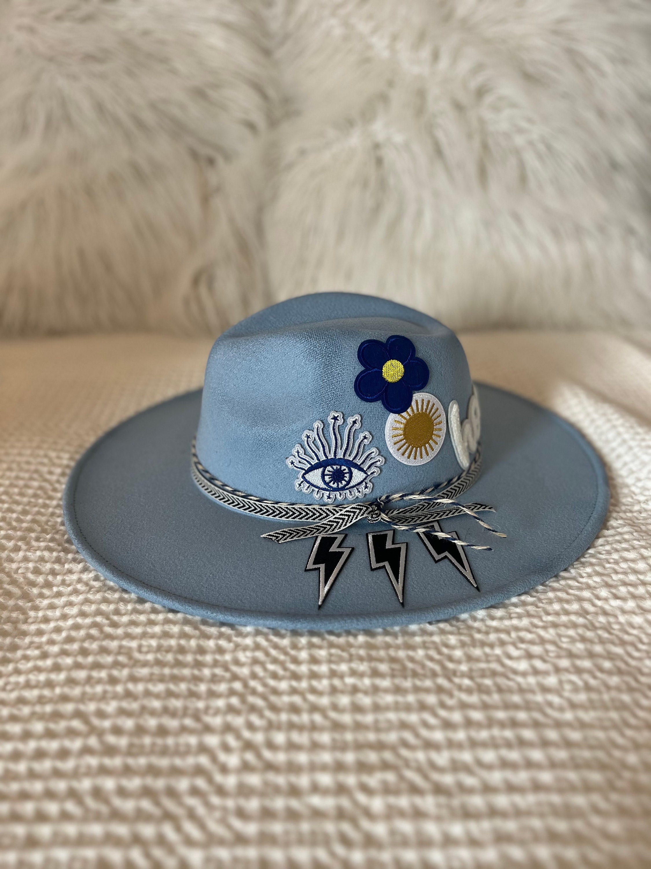 Custom Western Patch Felt Wide Brim Fedora Hat - Etsy