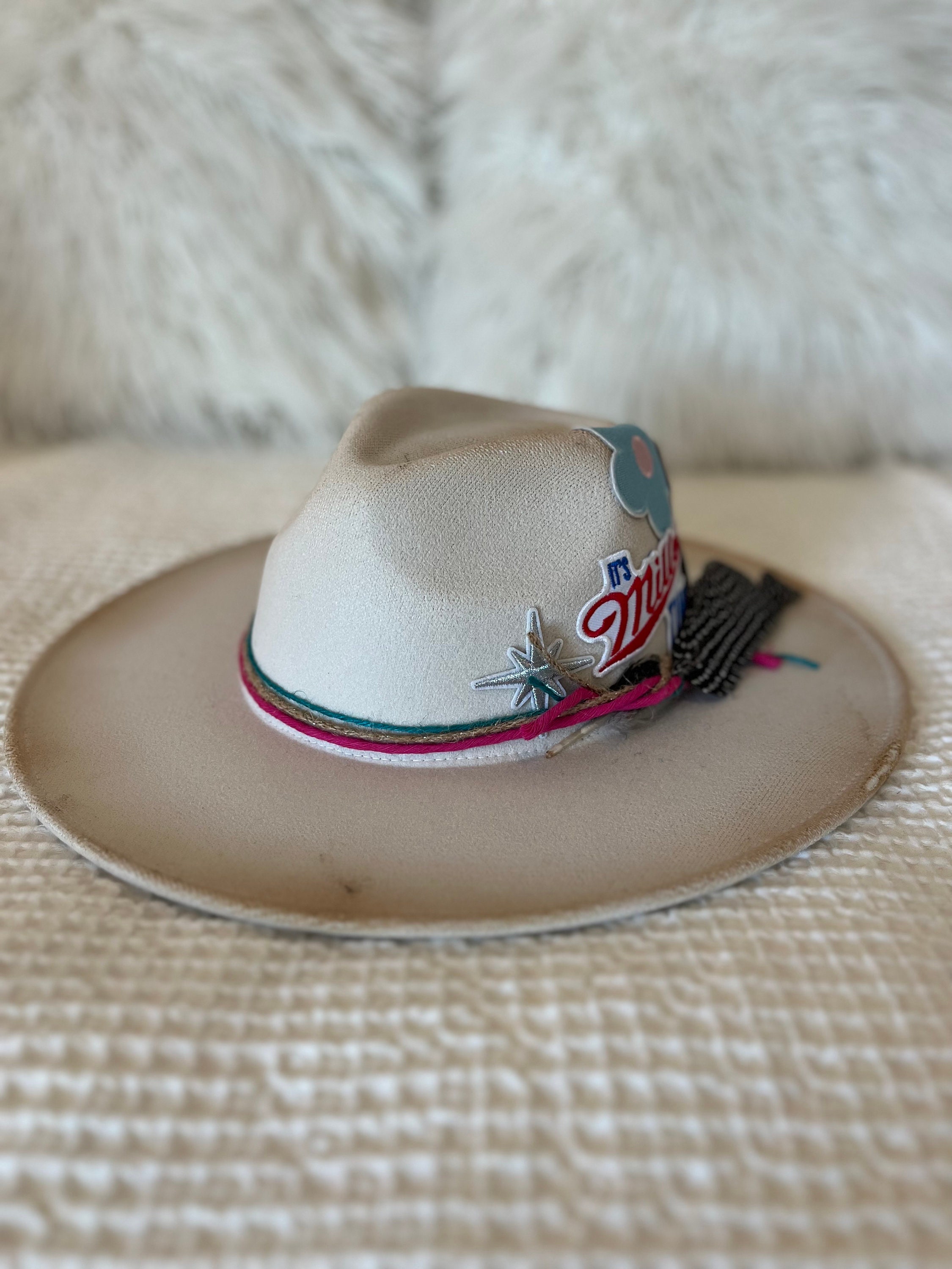 Custom Western Patch Felt Wide Brim Fedora Hat - Etsy
