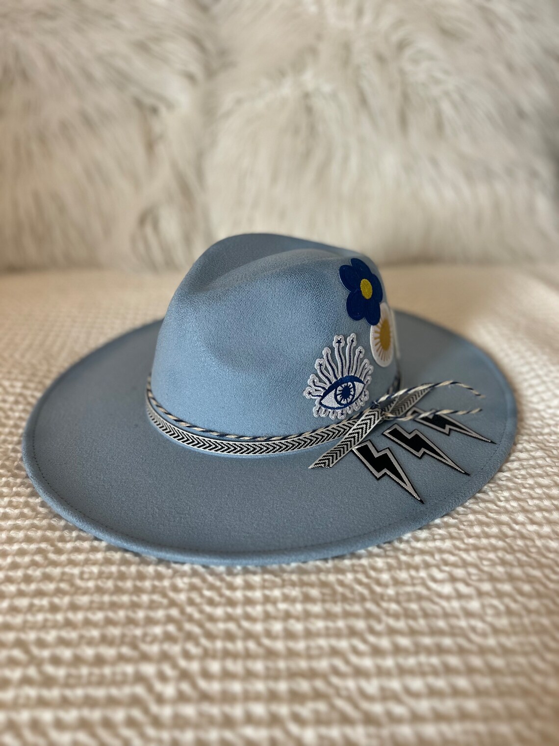 Custom Western Patch Felt Wide Brim Fedora Hat - Etsy