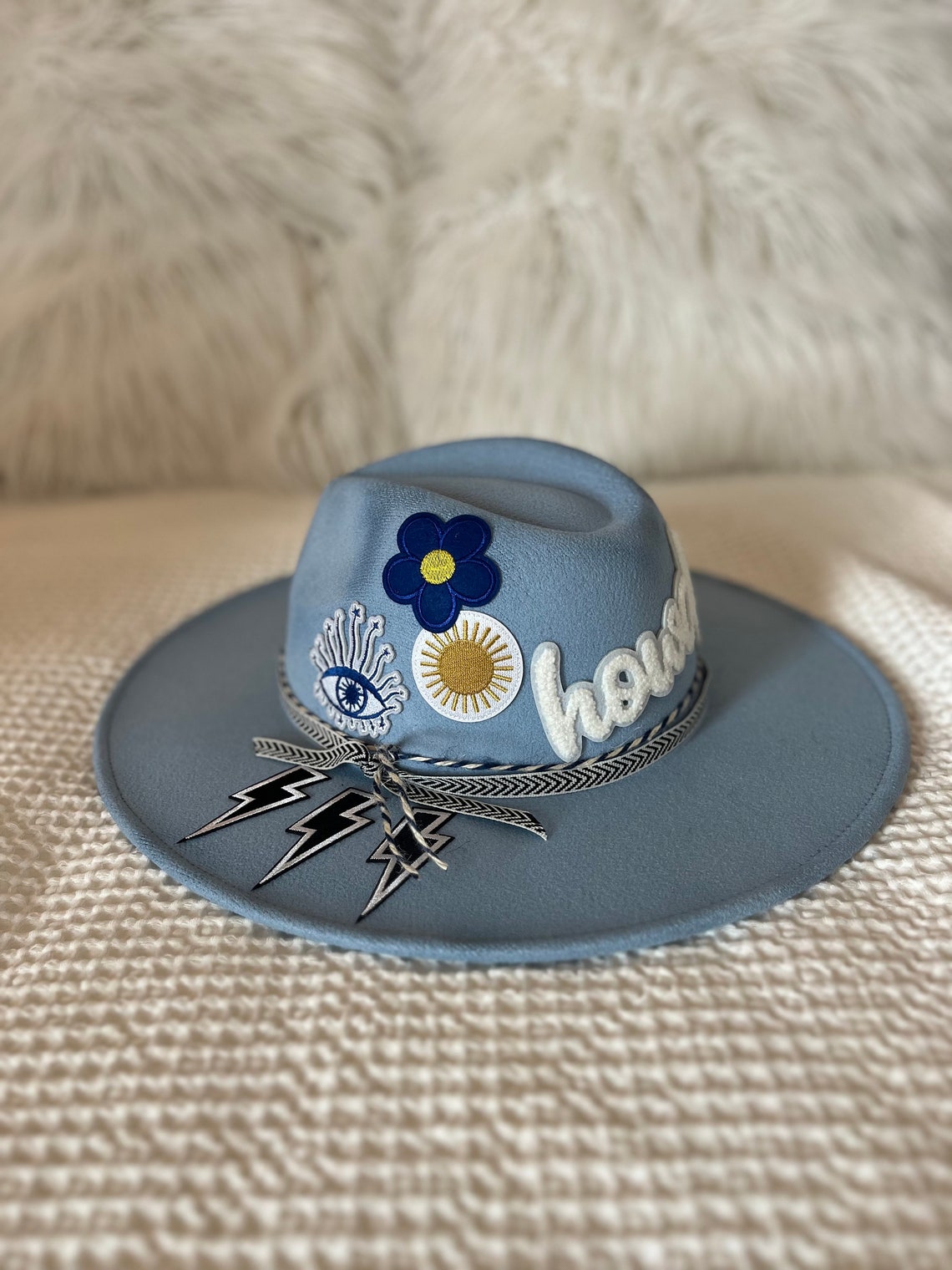 Custom Western Patch Felt Wide Brim Fedora Hat - Etsy