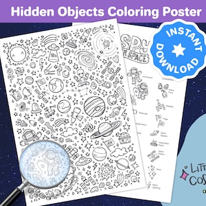 Digital Printable OUTER SPACE I SPY Game and Coloring Poster Bundle ...