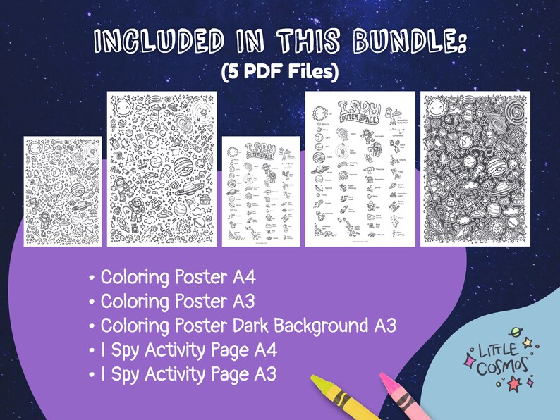 Digital Printable OUTER SPACE I SPY Game and Coloring Poster Bundle - Etsy