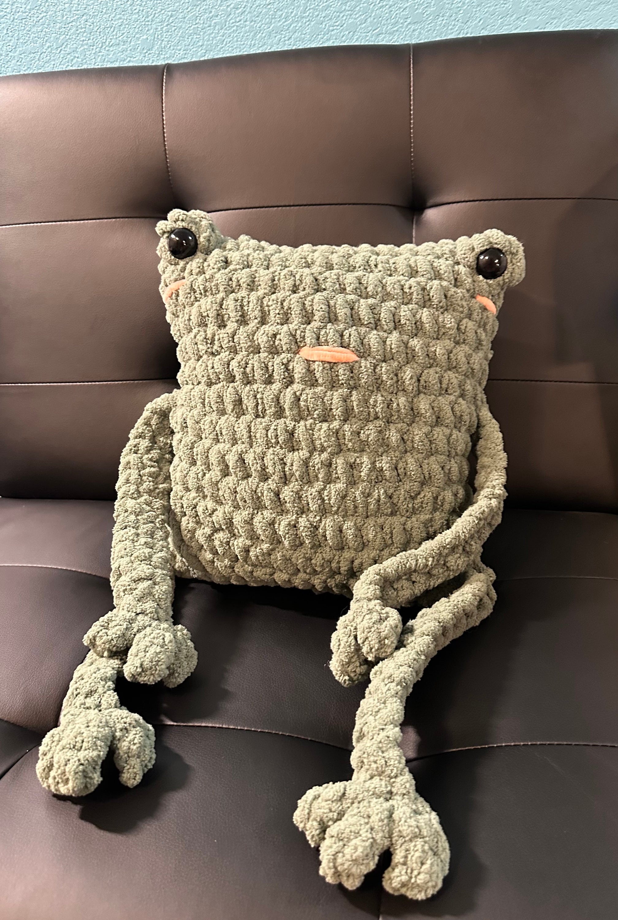Weighted Crochet Jumbo Leggy Frog Plush - Etsy