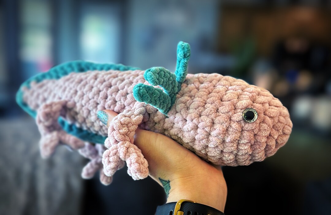 1.8lb Weighted Axolotl Plush - 15" Sensory Crochet Axolotl for ADHD ...