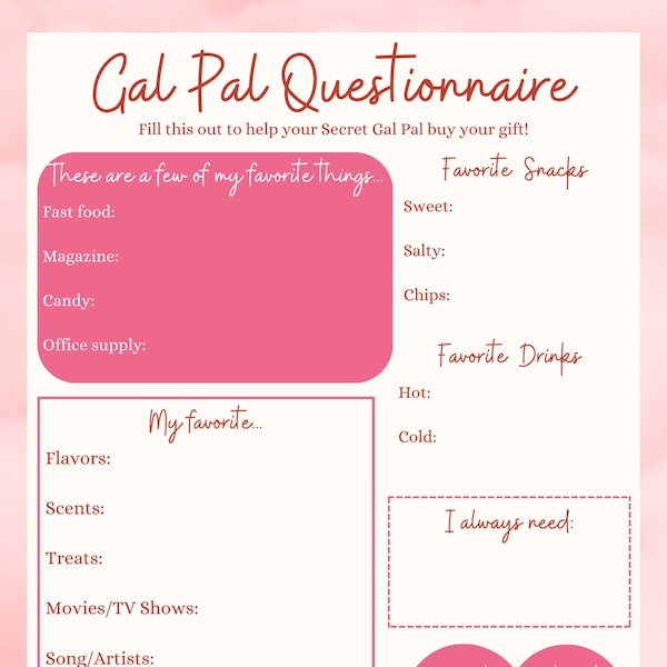 Secret Pal Template - Etsy