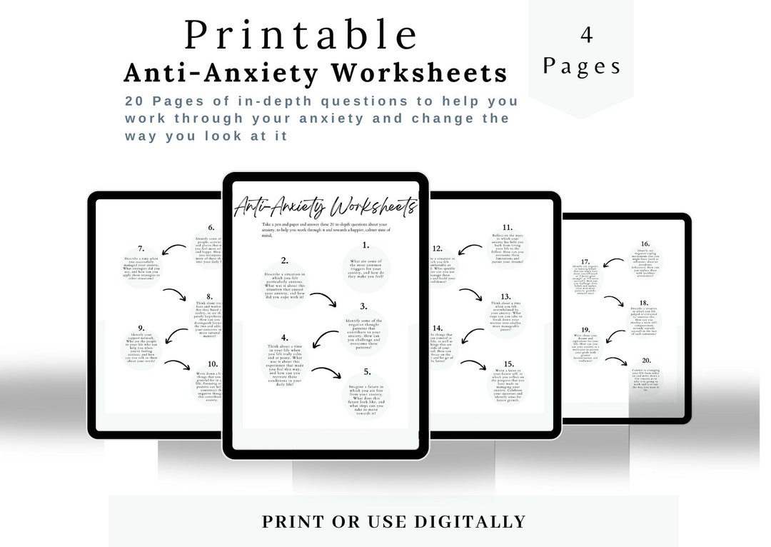 Anti Anxiety Worksheets Anxiety Journal Printable Anxiety Workbook Anti ...