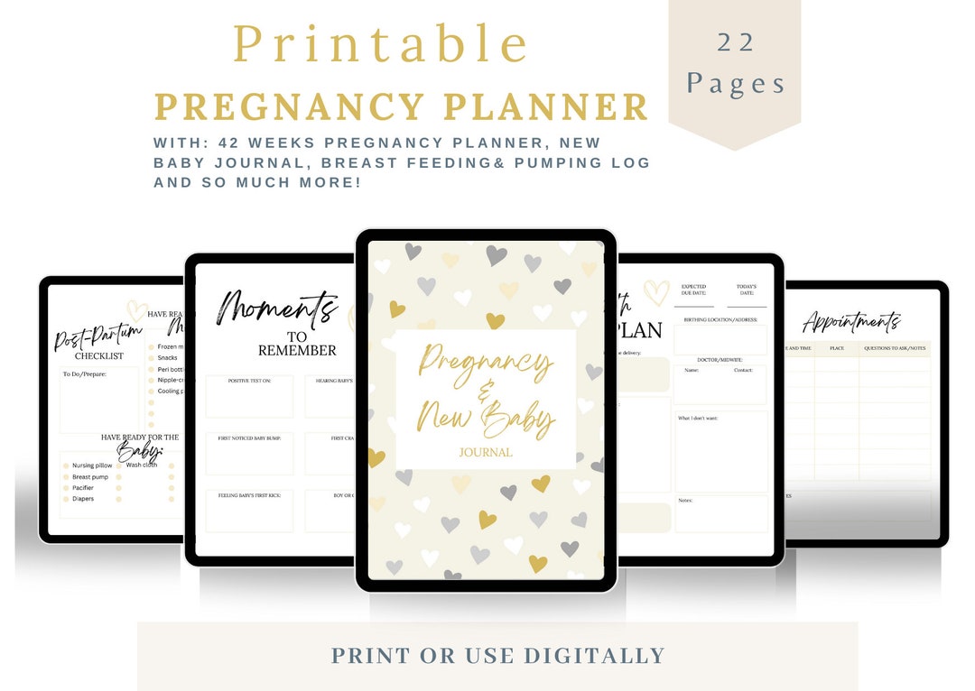 Digital Pregnancy Planner PDF Printable Pregnancy Journal Tracker ...