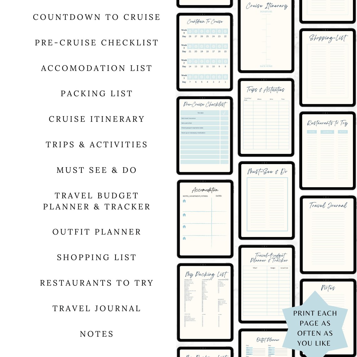 PDF Cruise Planner Printable Cruise Journal Digital Cruise Planner ...