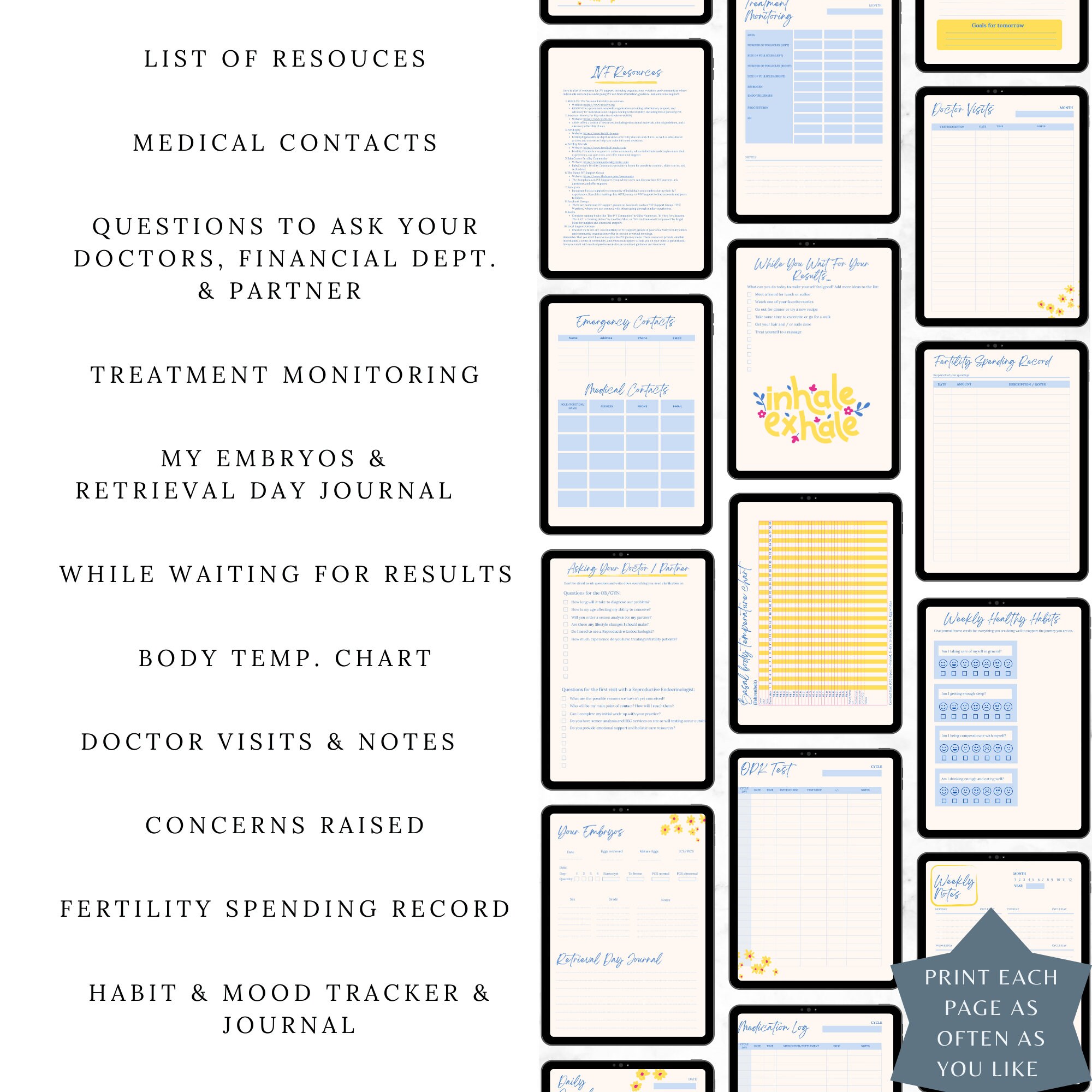 Pdf IVF Planner Printable IVF Planner IVF Tracker Pdf Fertility ...