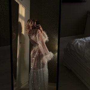 Opulent Elegance: Burlesque Transparent Shiny Robe for the Bride's ...