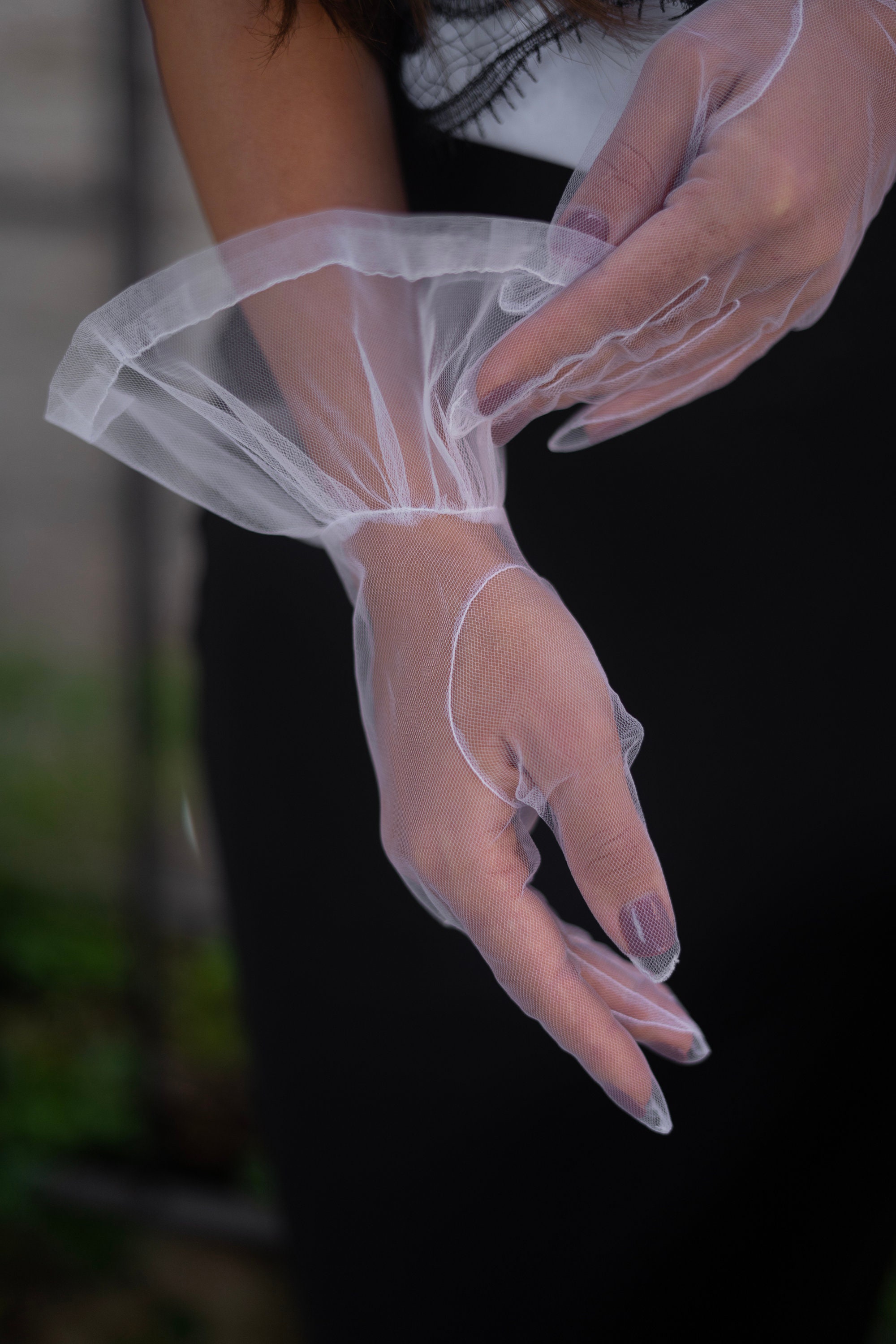 Ethereal Elegance: White Transparent Wedding Gloves With Delicate ...