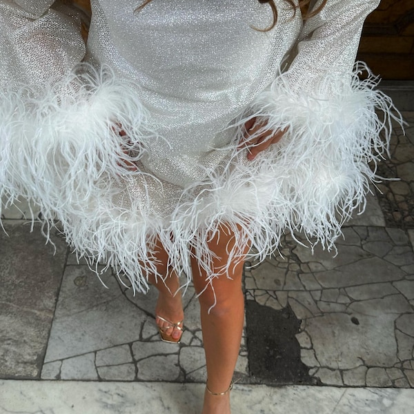 Sequin Feather Dress - Etsy