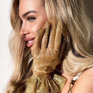 Golden Glamour: Shimmering Gloves for Prom and Beyond - Etsy