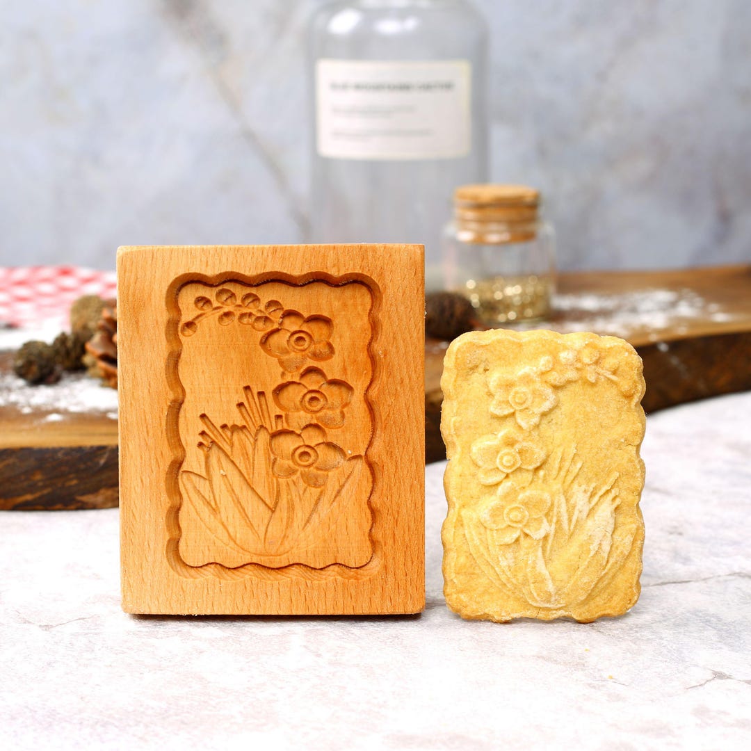 Iris Cookie Cutter, Wooden Flower Cookie Mold, Holiday Cooking for ...