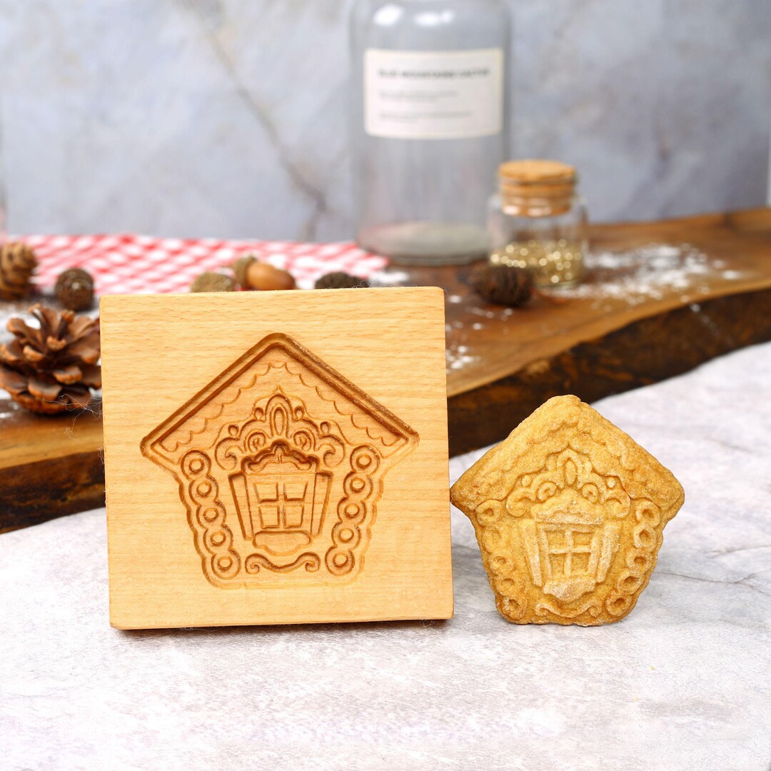 Christmas House Cookie Mold: Wooden Gingerbread Springerle Cutter - Etsy