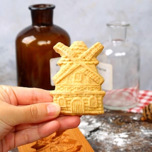Christmas Windmill Cookie Mold: Engraved Wooden Biscuit Stamp - Etsy