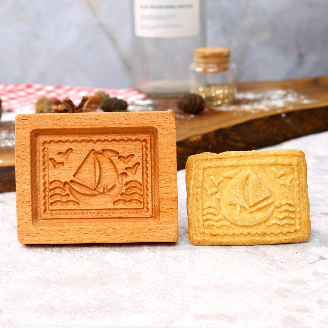 The Sailboat Gingerbread Mold, Wooden Biscuit Mold, Cookie Cutter ...