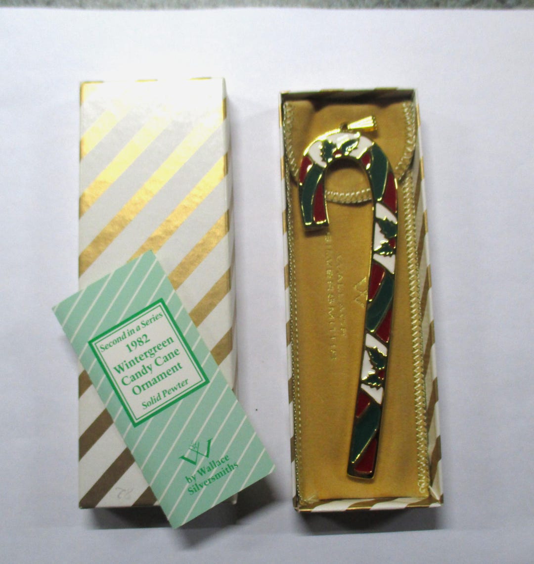 Wallace Silversmiths Annual Candy Cane Ornament WINTERGREEN 1982 - Etsy