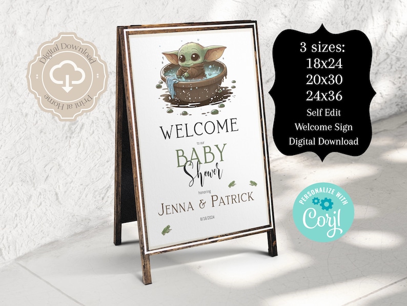 Star Wars Baby Shower Welcome Sign, Grogu Baby Shower Welcome Sign ...
