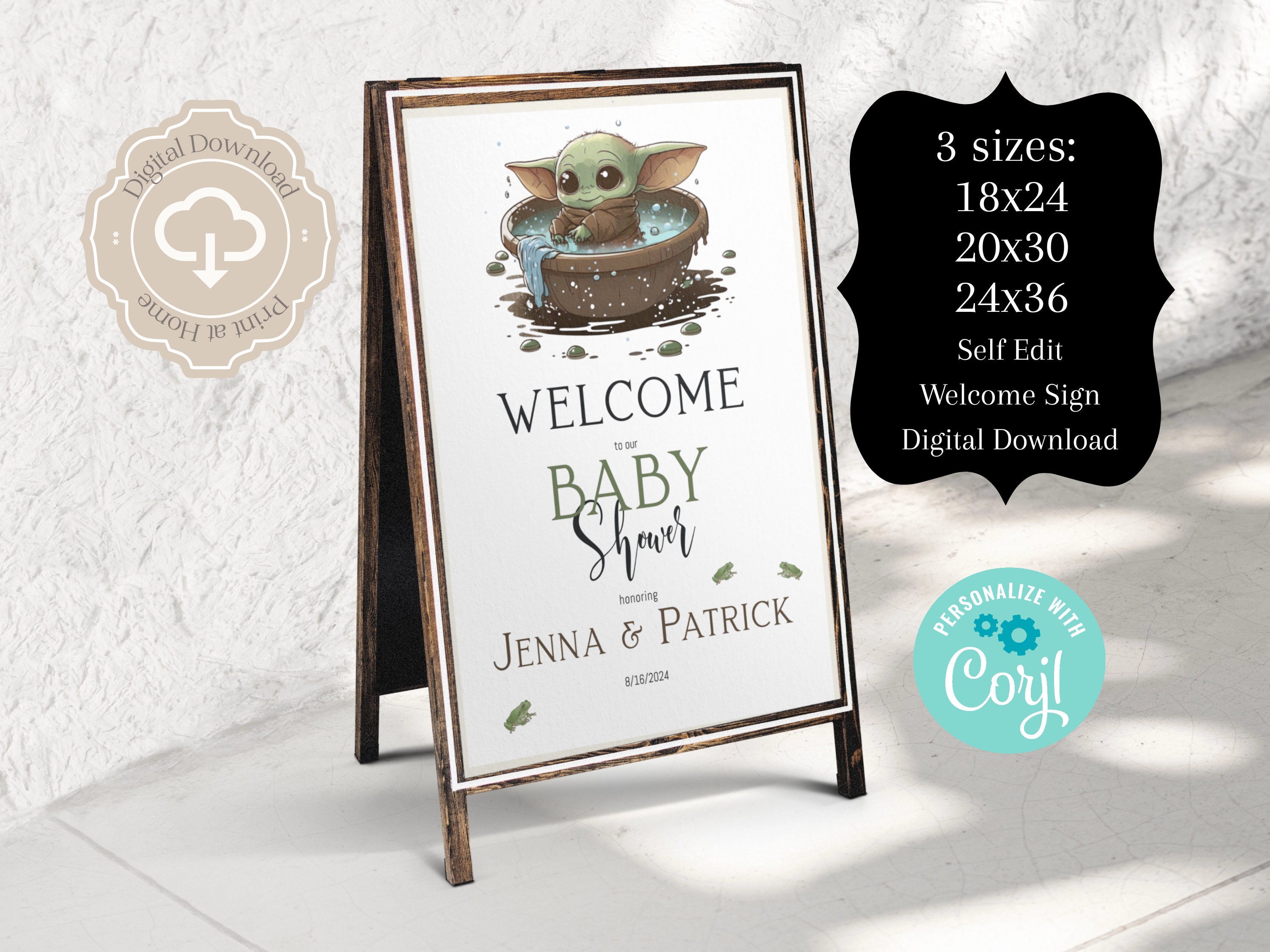 Star Wars Baby Shower Welcome Sign, Grogu Baby Shower Welcome Sign ...