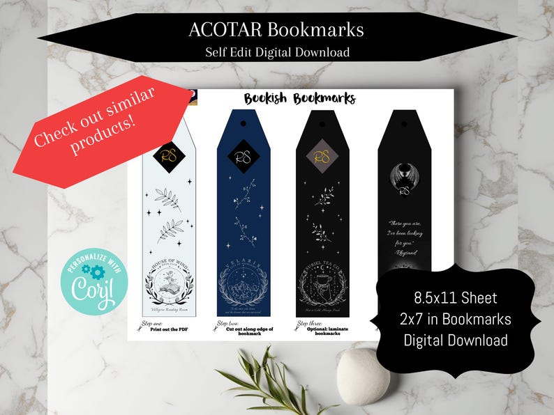 ACOTAR Bookmarks, Sarah J. Maas Inspired, Editable (digital Download ...